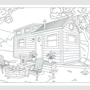 Printable Camping Coloring Book. 40 Page RV Caravan Camper Trailer ...