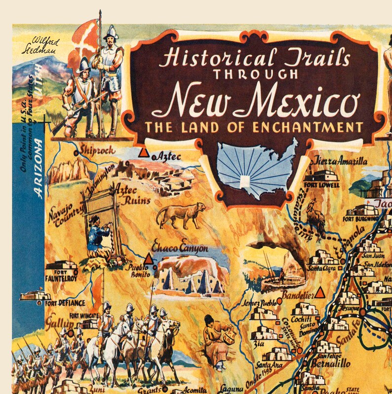 New Mexico Historical Trails 1940; Ready-to-frame 24" X 36" Print ...