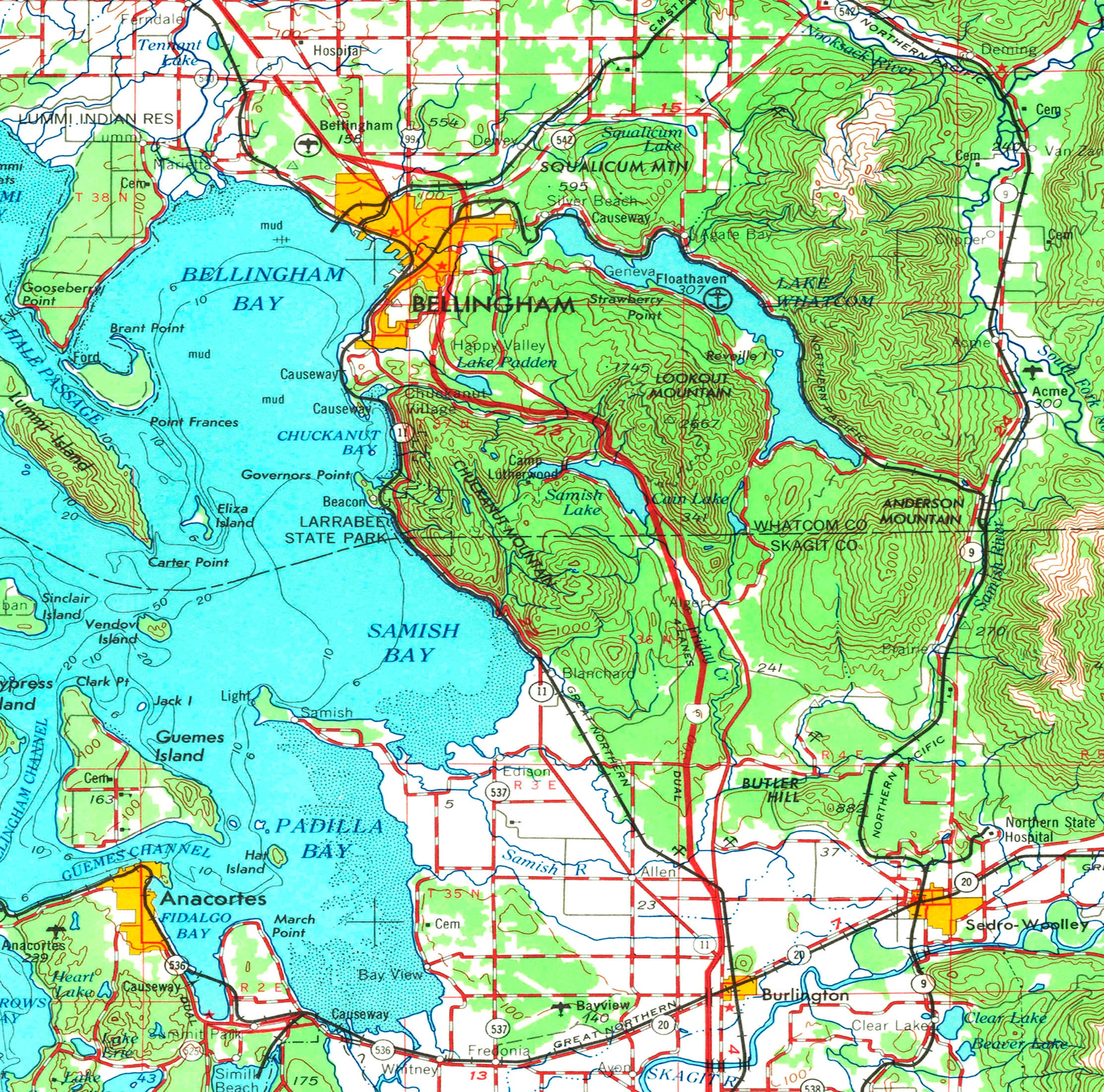 Bellingham WA Victoria BC Topographic Map 1957 24 x | Etsy