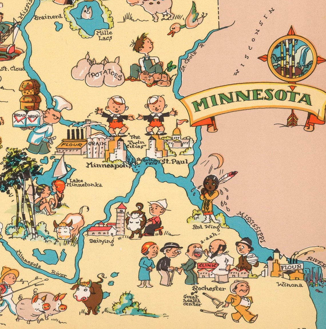 Minnesota Pictorial 1935 Ready-to-frame 18 X 24 - Etsy