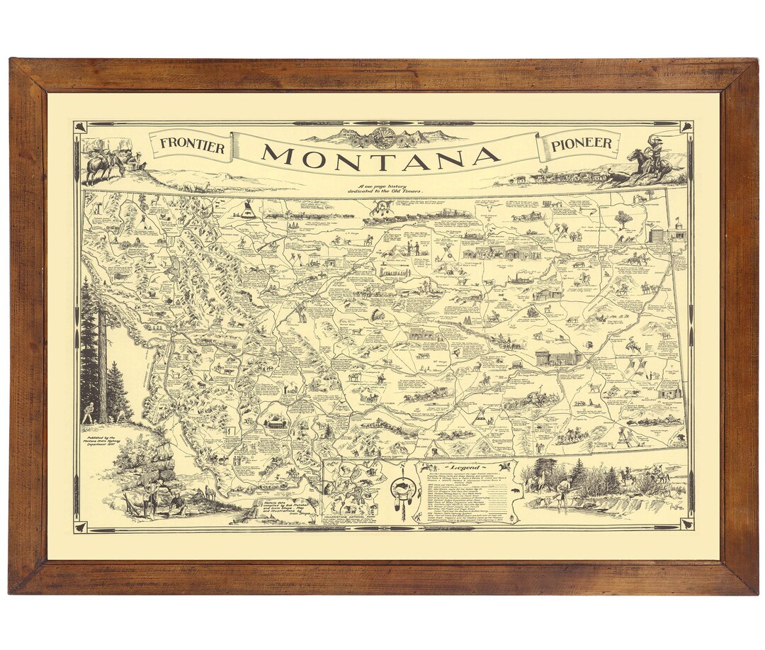MT Frontier Historical Map 1937; Ready-to-frame 24" X 36" Print ...