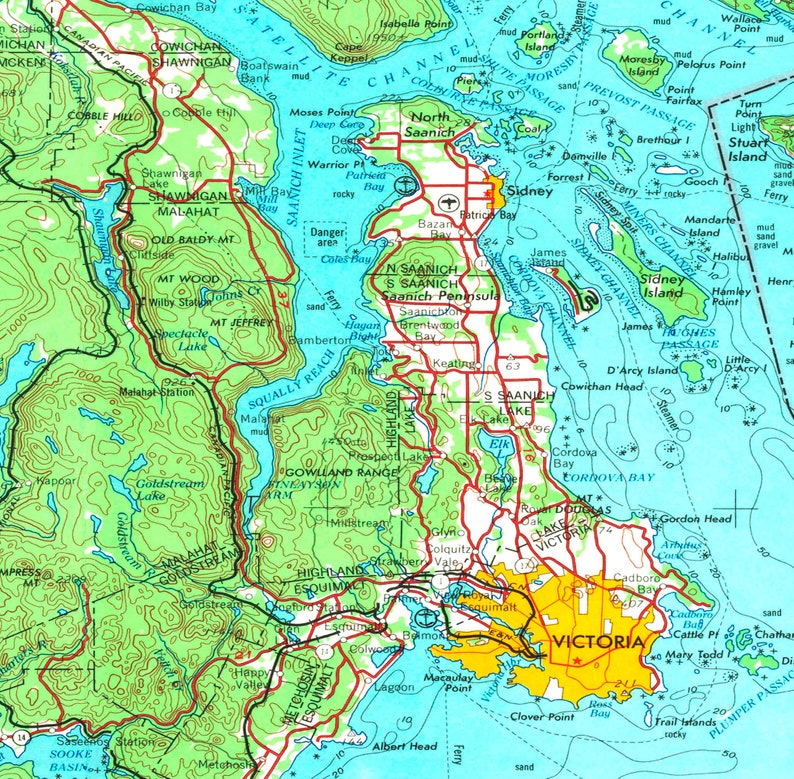 Bellingham, WA (victoria BC) Topographic Map 1957; 24" X 36 ...