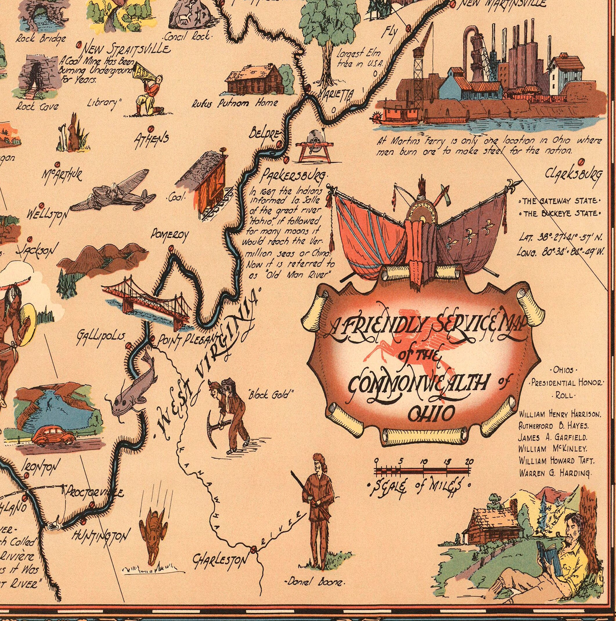 Ohio Historical Map 1946 Ready-to-frame 24 X 36 Print Reproduced From a ...