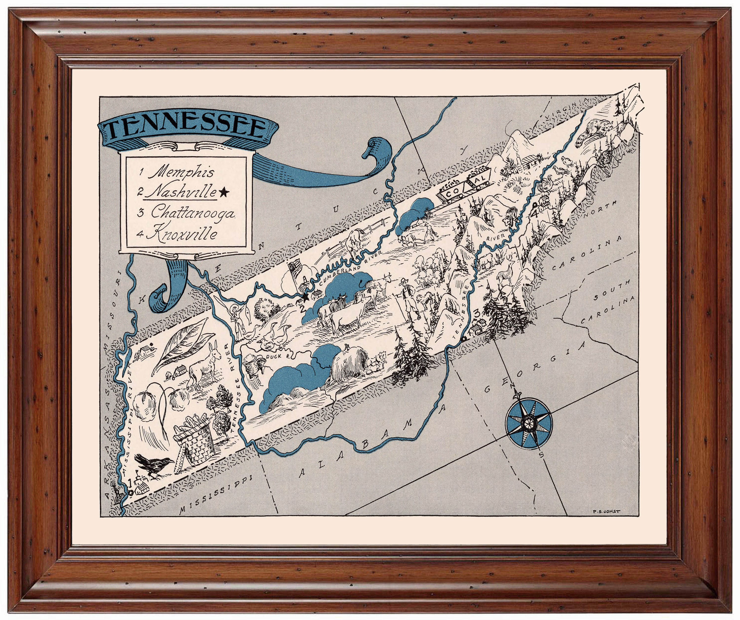 Tennessee Pictorial 1931; Ready-to-frame 18" X 24" Print Reproduced ...