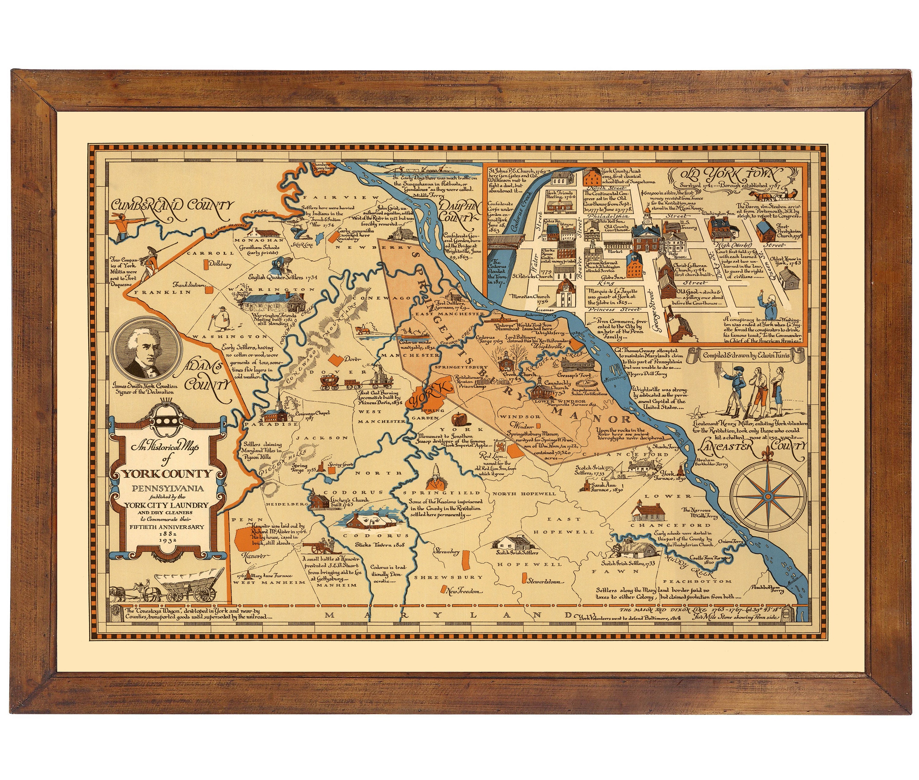 York County PA 1932 Ready-to-frame 24 X 36 Print Reproduced From a ...