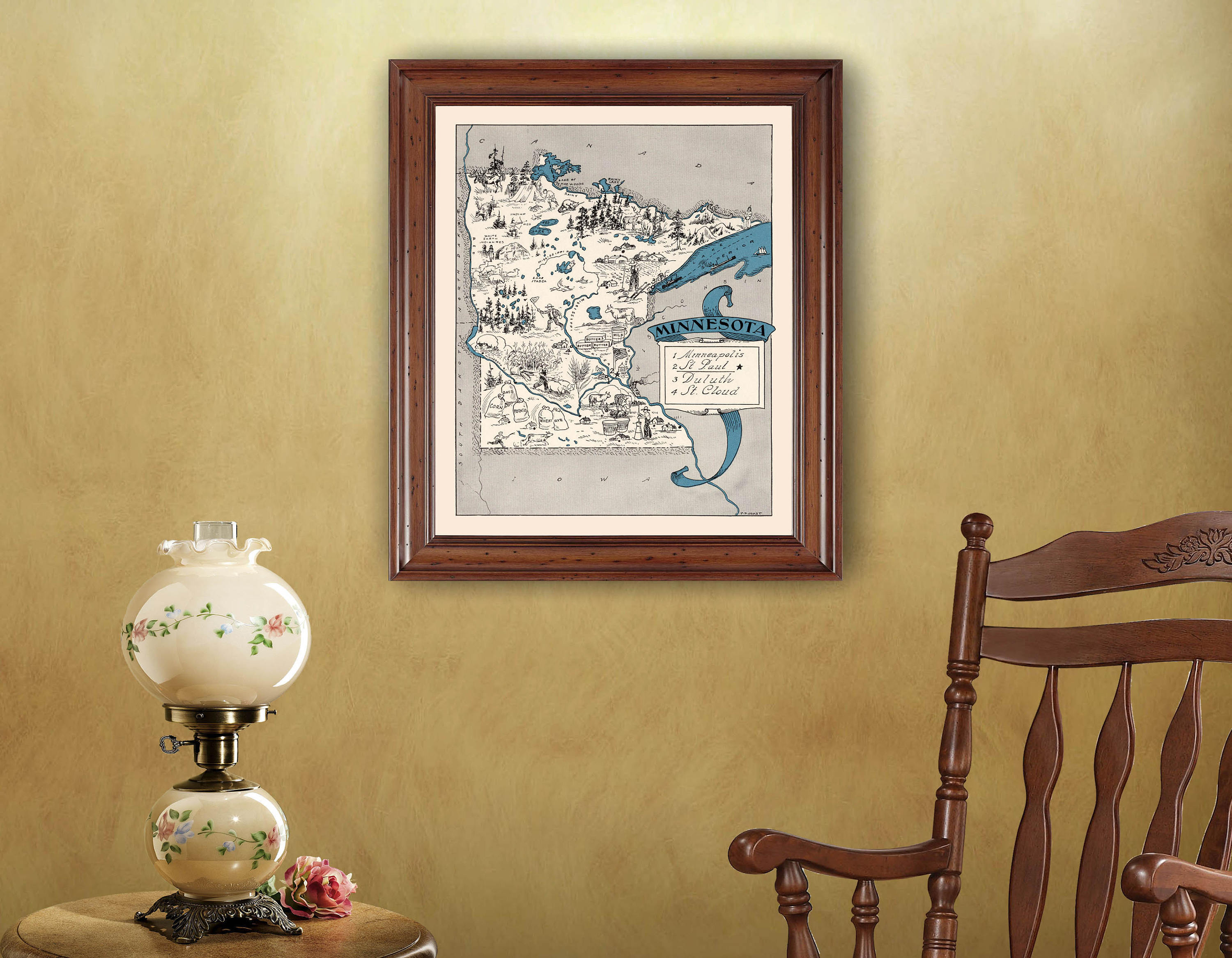 Minnesota Pictorial Map 1931; Ready-to-frame 18" X 24" Print Reproduced ...