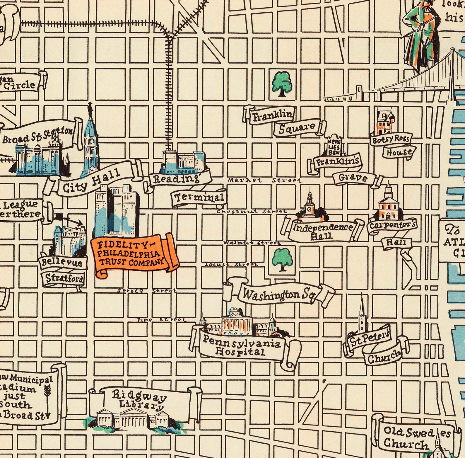 Philadelphia 1940; Ready-to-frame 18" X 24" Print Reproduced From a ...