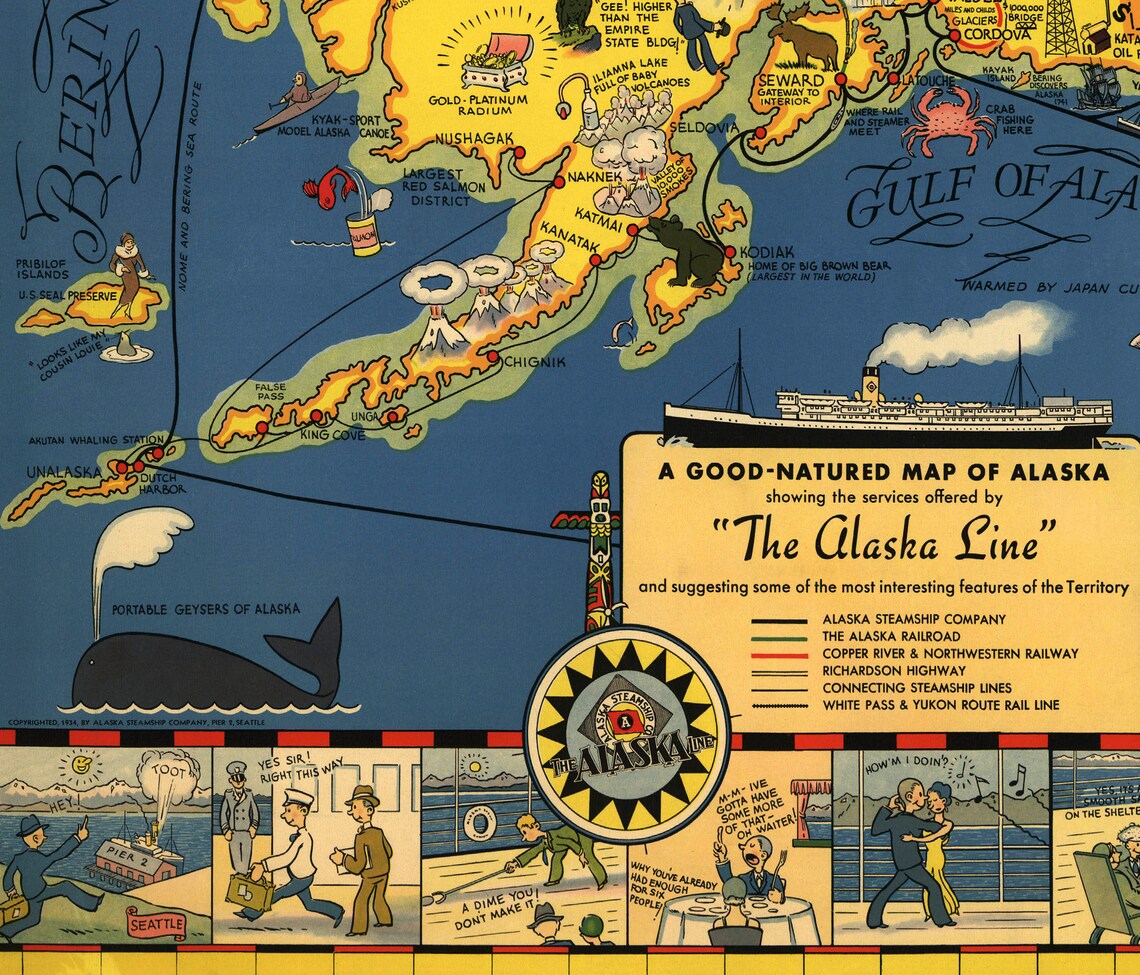 Alaska Pictorial Map 1934 Ready-to-frame 18 X 24 Print Reproduced From ...