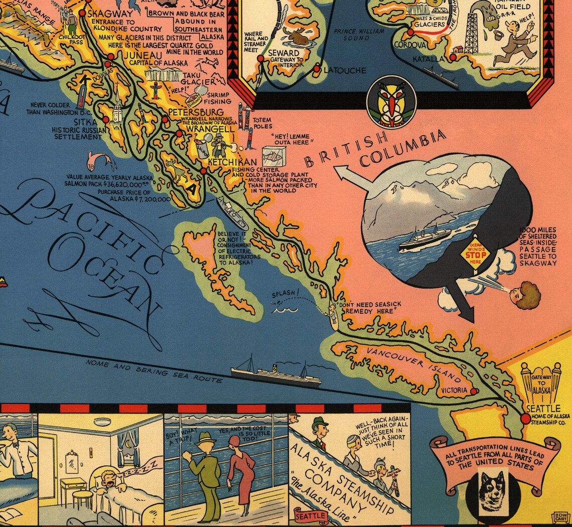 Alaska Pictorial Map 1934 Ready-to-frame 18 X 24 Print Reproduced From ...