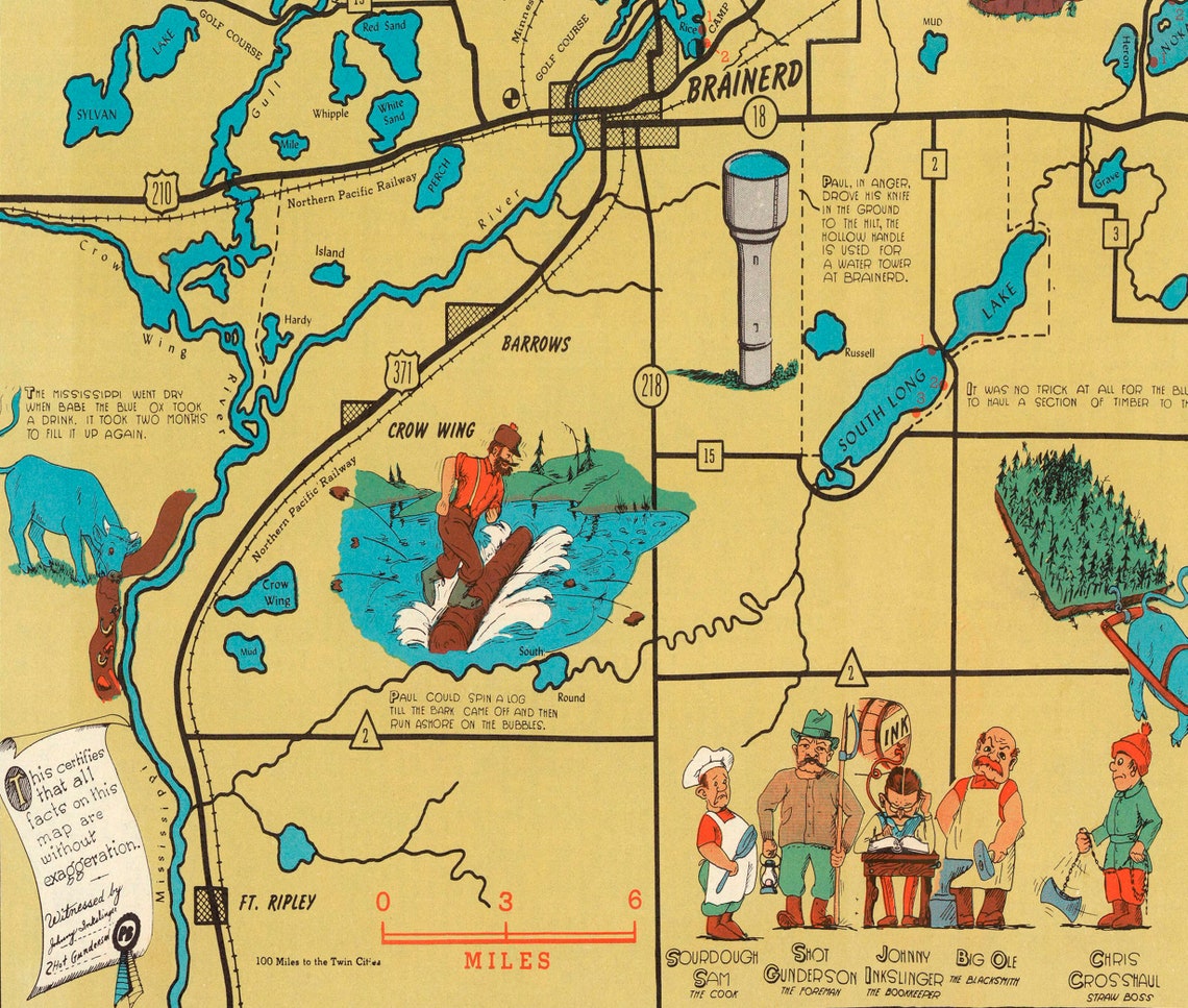 MN Crow Wing Region Pictorial 1946 Ready-to-frame 24 X - Etsy
