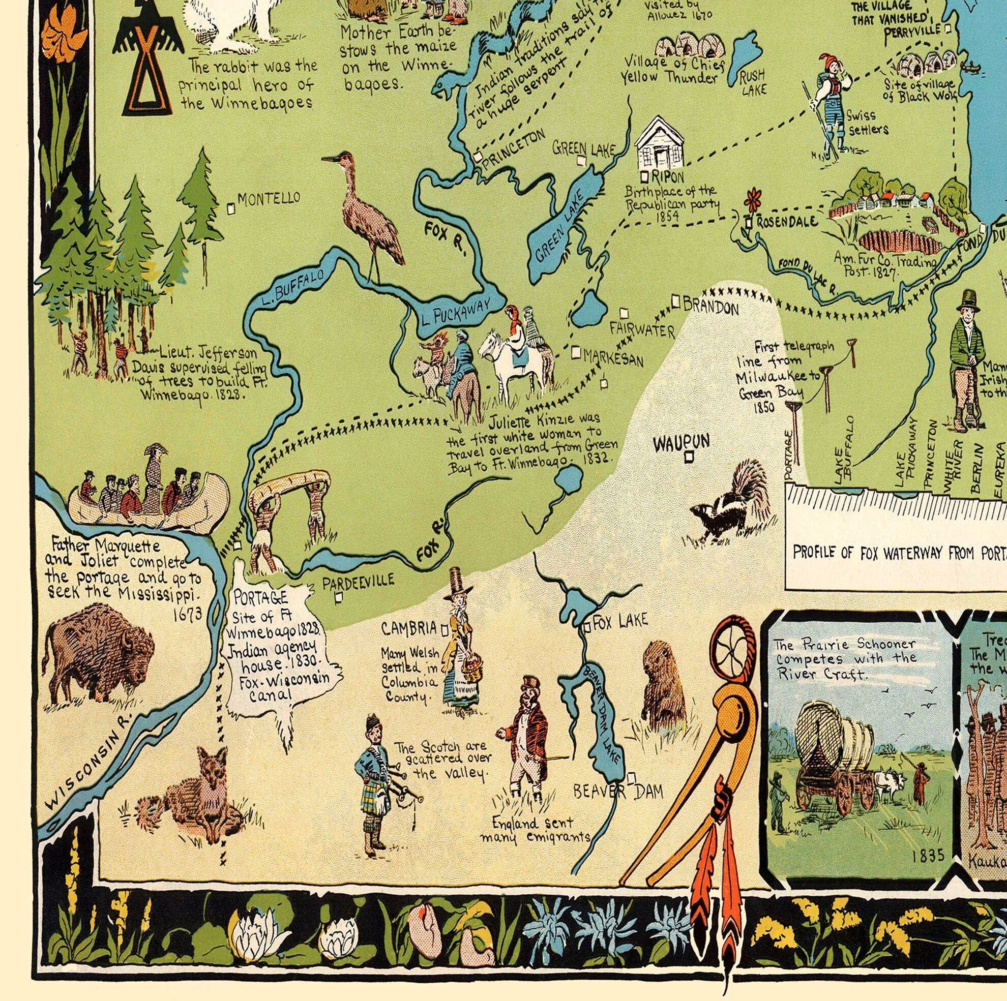 WI Fox River Valley 1931 Ready-to-frame 24 x 36 print reproduced from a ...