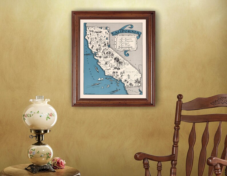California Pictorial Map 1931; Ready-to-frame 18" X 24" Print ...