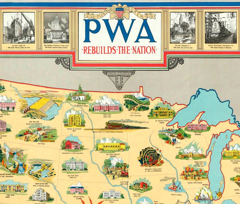 Public Works Administration 1935; Ready-to-frame 18" X 24" Gallery ...