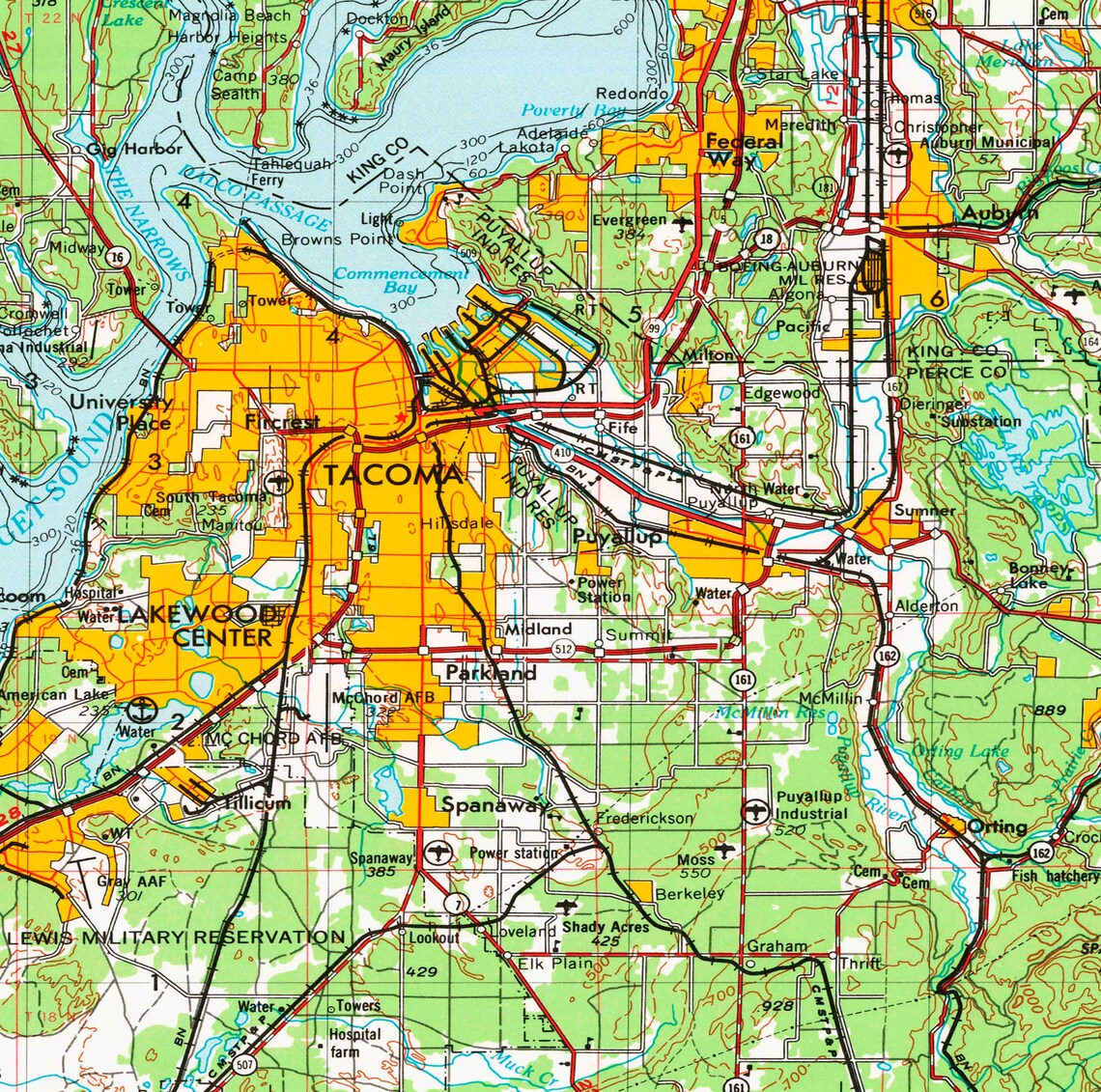 Seattle WA Topographic Map 1958 24 x 36 | Etsy