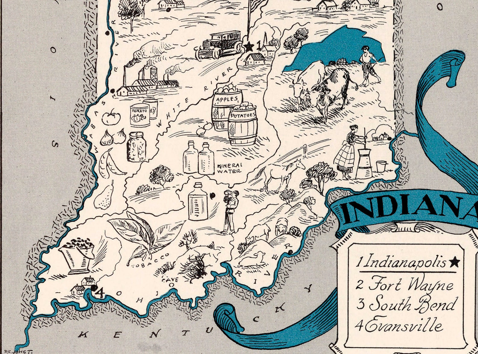 Indiana Pictorial Map 1931 Ready-to-frame 18 X 24 - Etsy