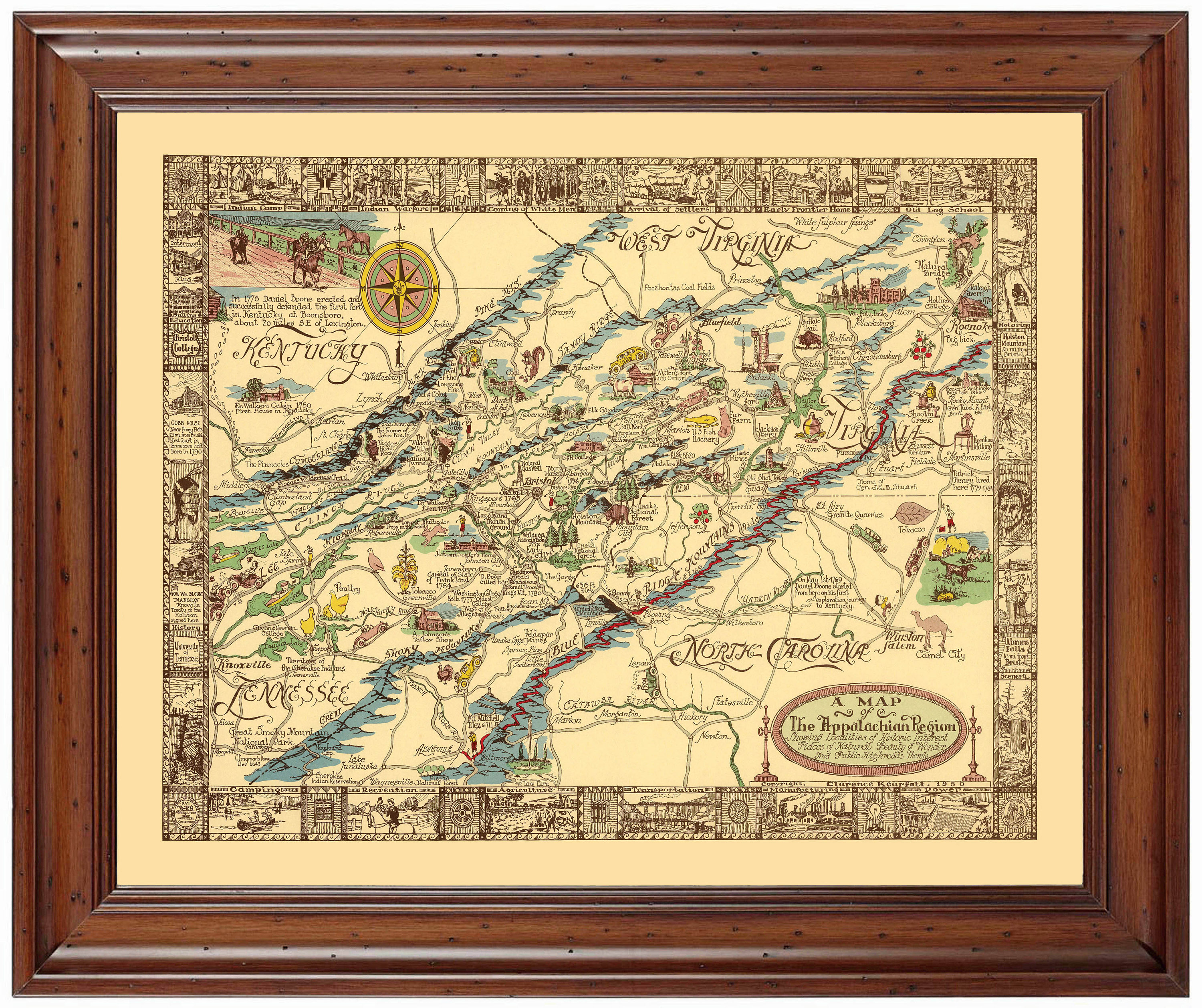 Appalachian Region Pictorial 1950; Ready-to-frame 18" X 24" Print ...