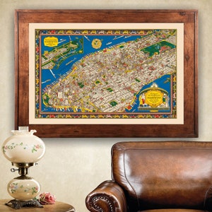 NY Manhattan Pictorial 1926; Ready-to-frame 24" X 36" Print Reproduced ...