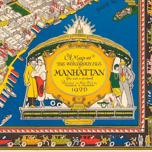 NY Manhattan Pictorial 1926; Ready-to-frame 24" X 36" Print Reproduced ...