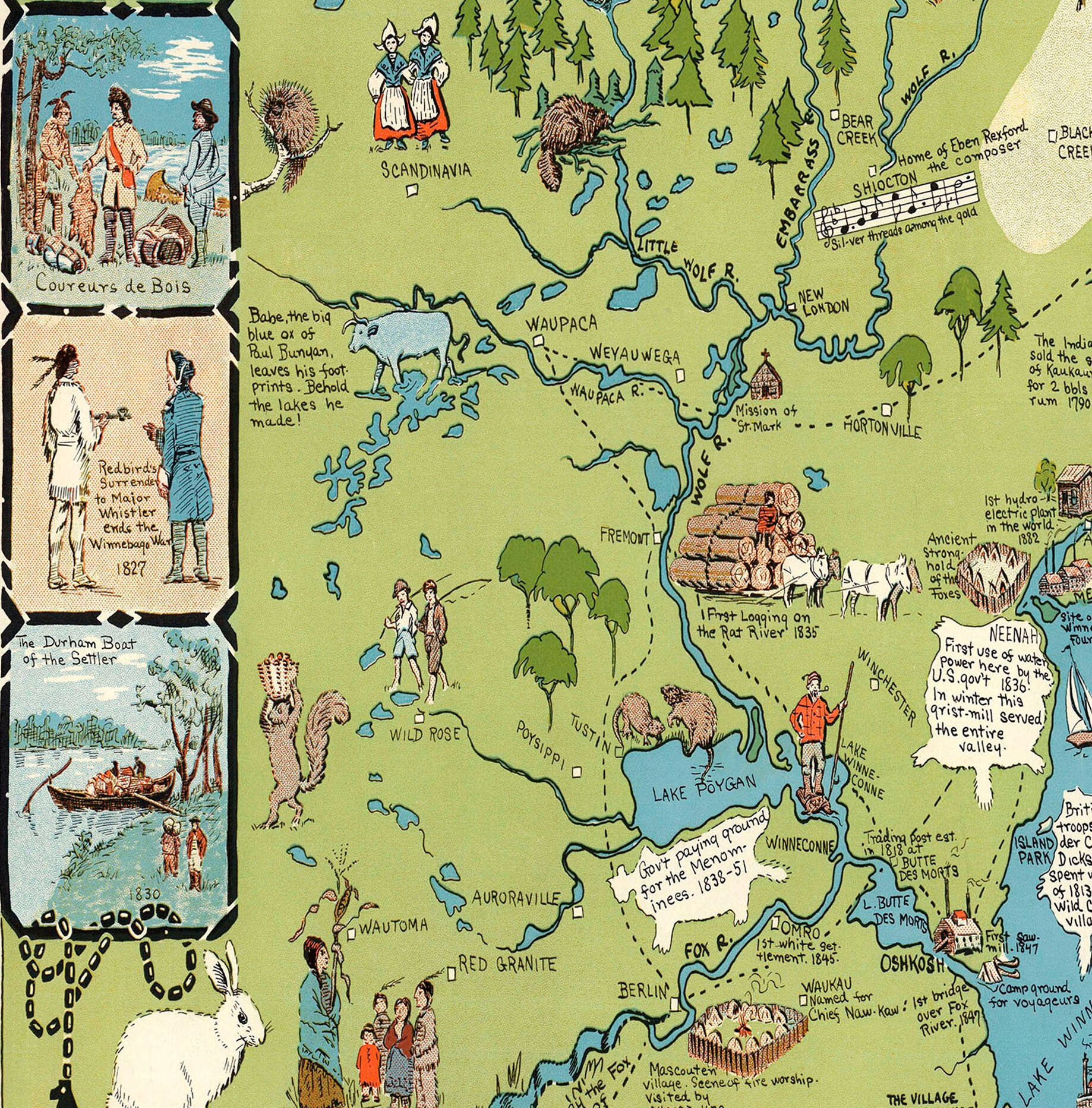 WI Fox River Valley 1931 Ready-to-frame 24 x 36 print reproduced from a ...