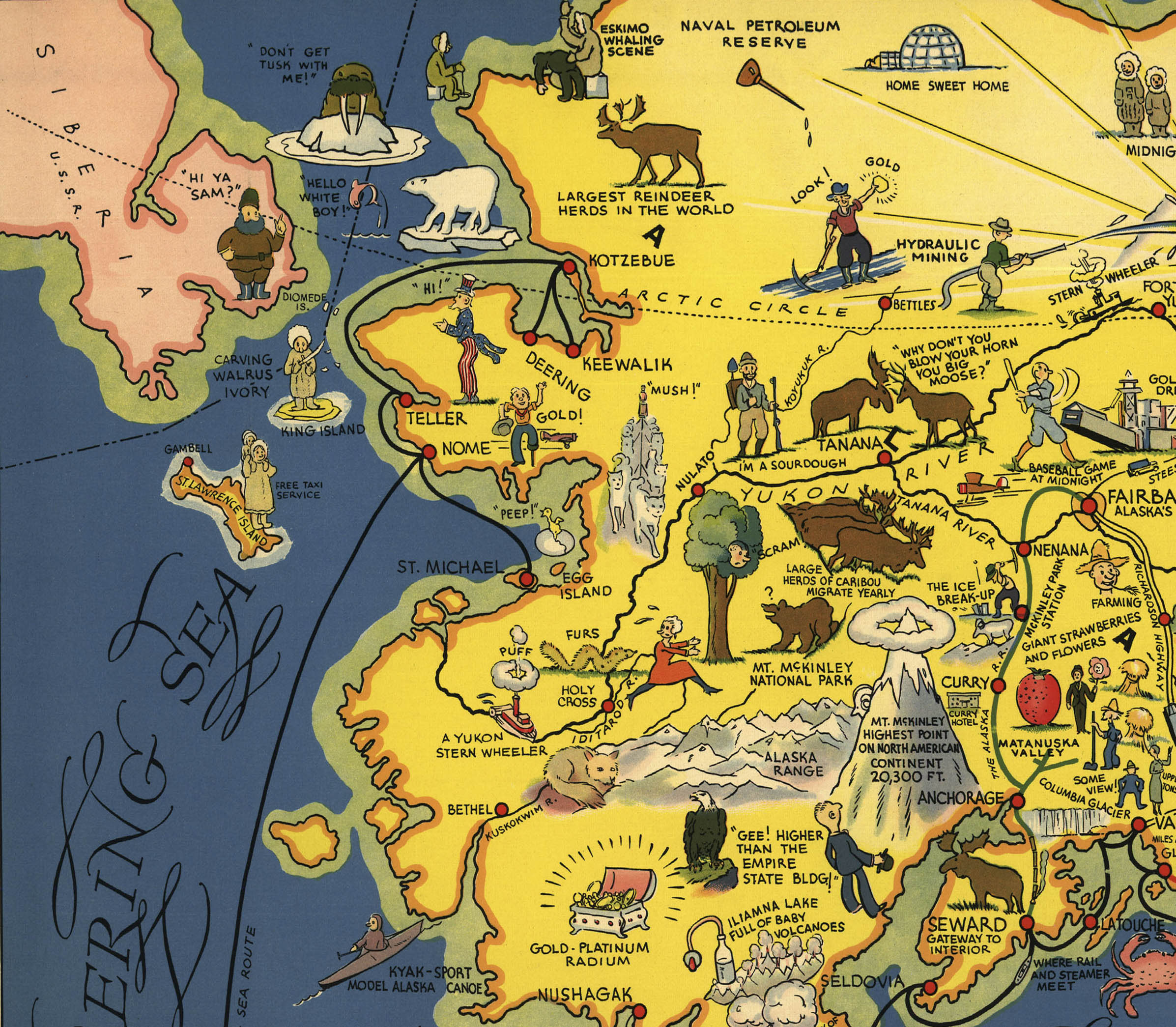 Alaska Pictorial Map 1934 Ready-to-frame 18 X 24 Print Reproduced From ...