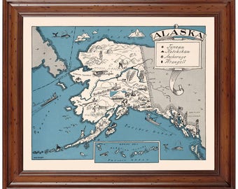 Alaska Pictorial Map 1934 Ready-to-frame 16 X 20 | Etsy