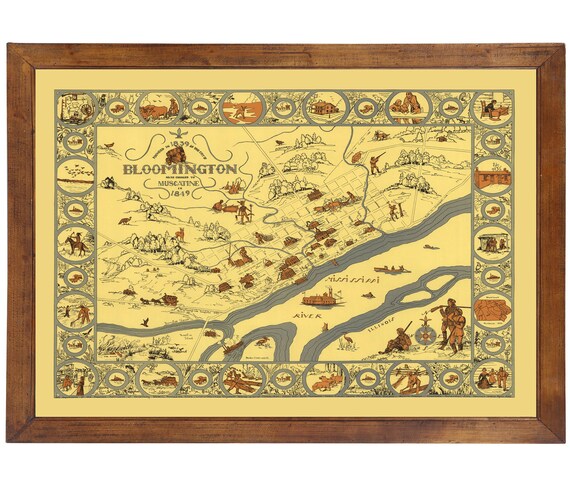 Muscatine IA Map 1940 Ready-to-frame 24 X 36 | Etsy