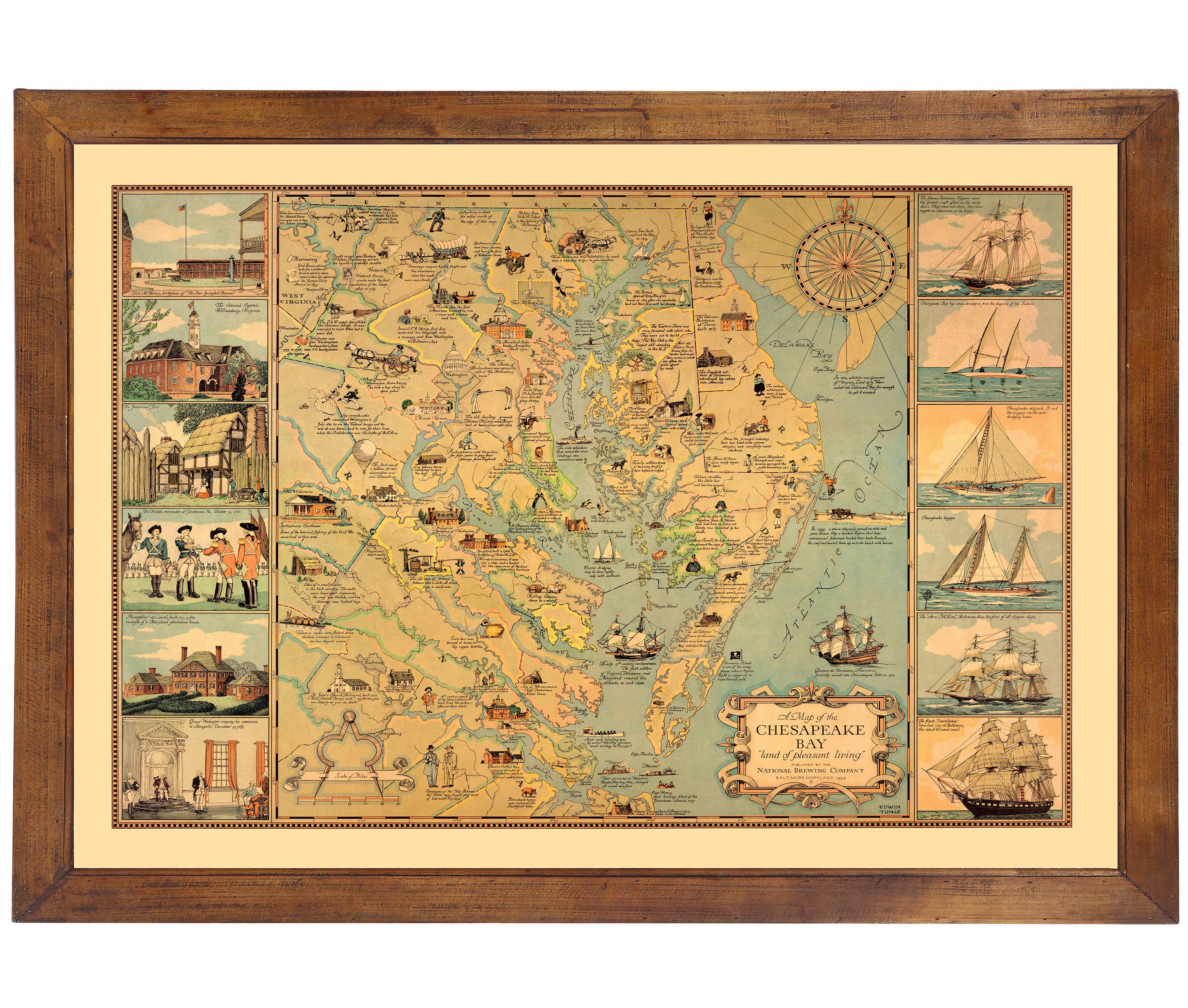 Chesapeake Bay Region Historical Map 1959 Ready-to-frame - Etsy Ireland