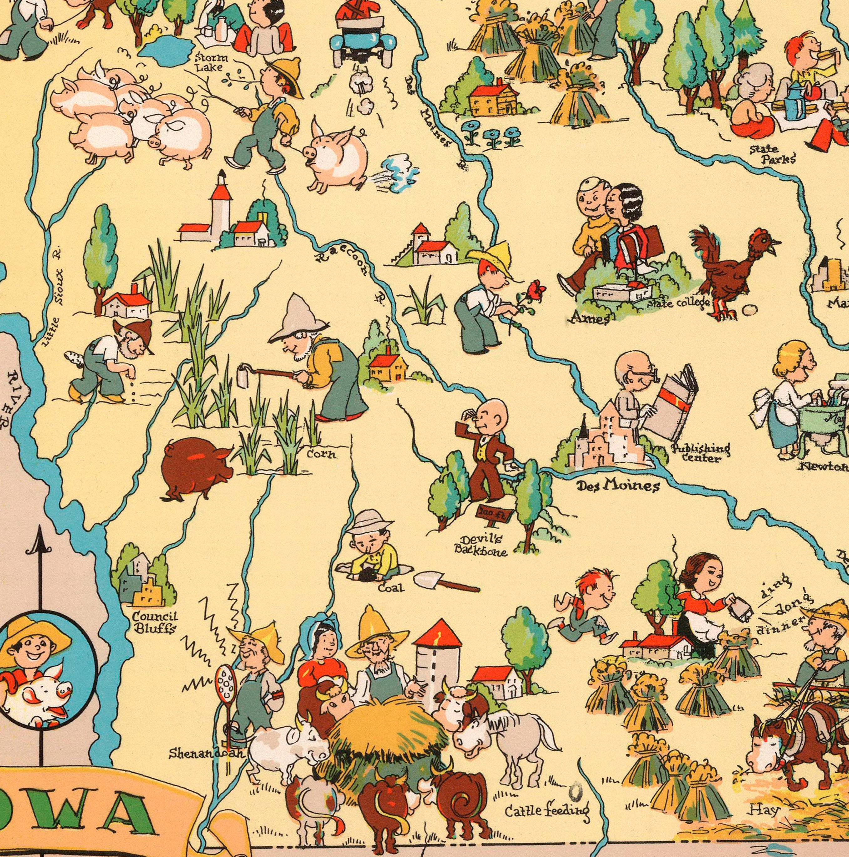 Iowa Pictorial Map 1935 Ready-to-frame 18 X 24 - Etsy