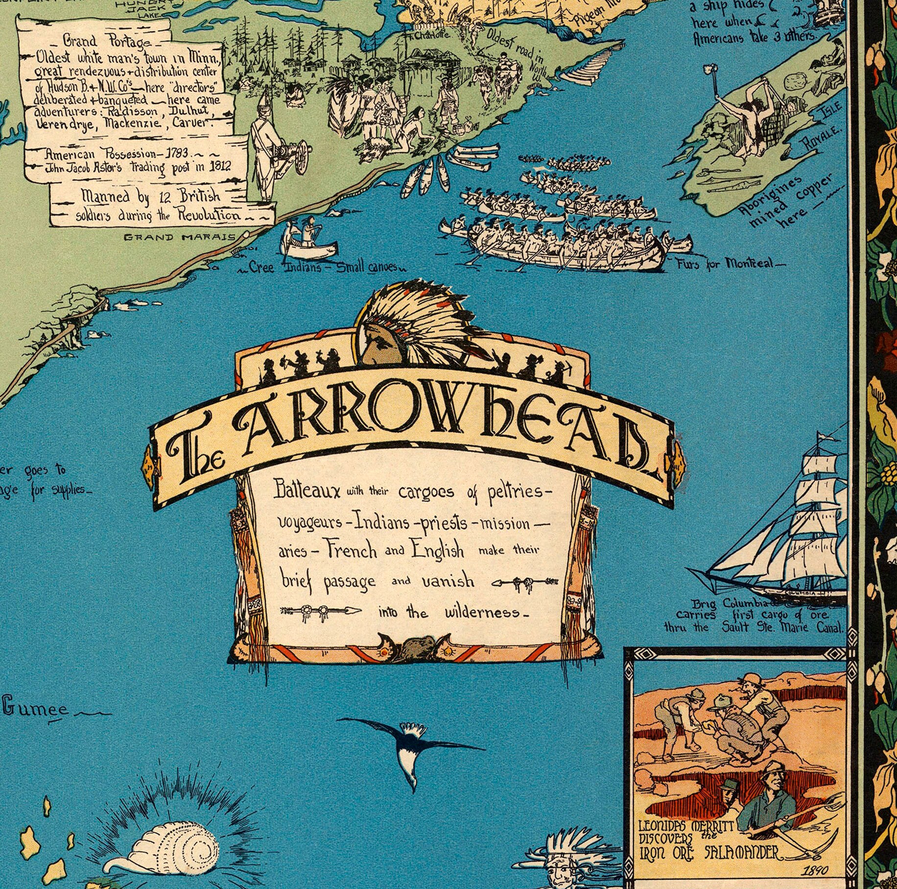 MN the Arrowhead Historical Map 1935; Ready-to-frame 24" X 36" Print ...