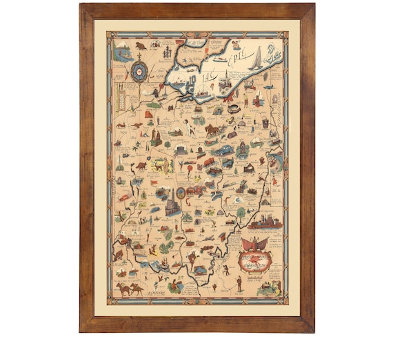 Ohio Historical Map 1946 Ready-to-frame 24 X 36 | Etsy