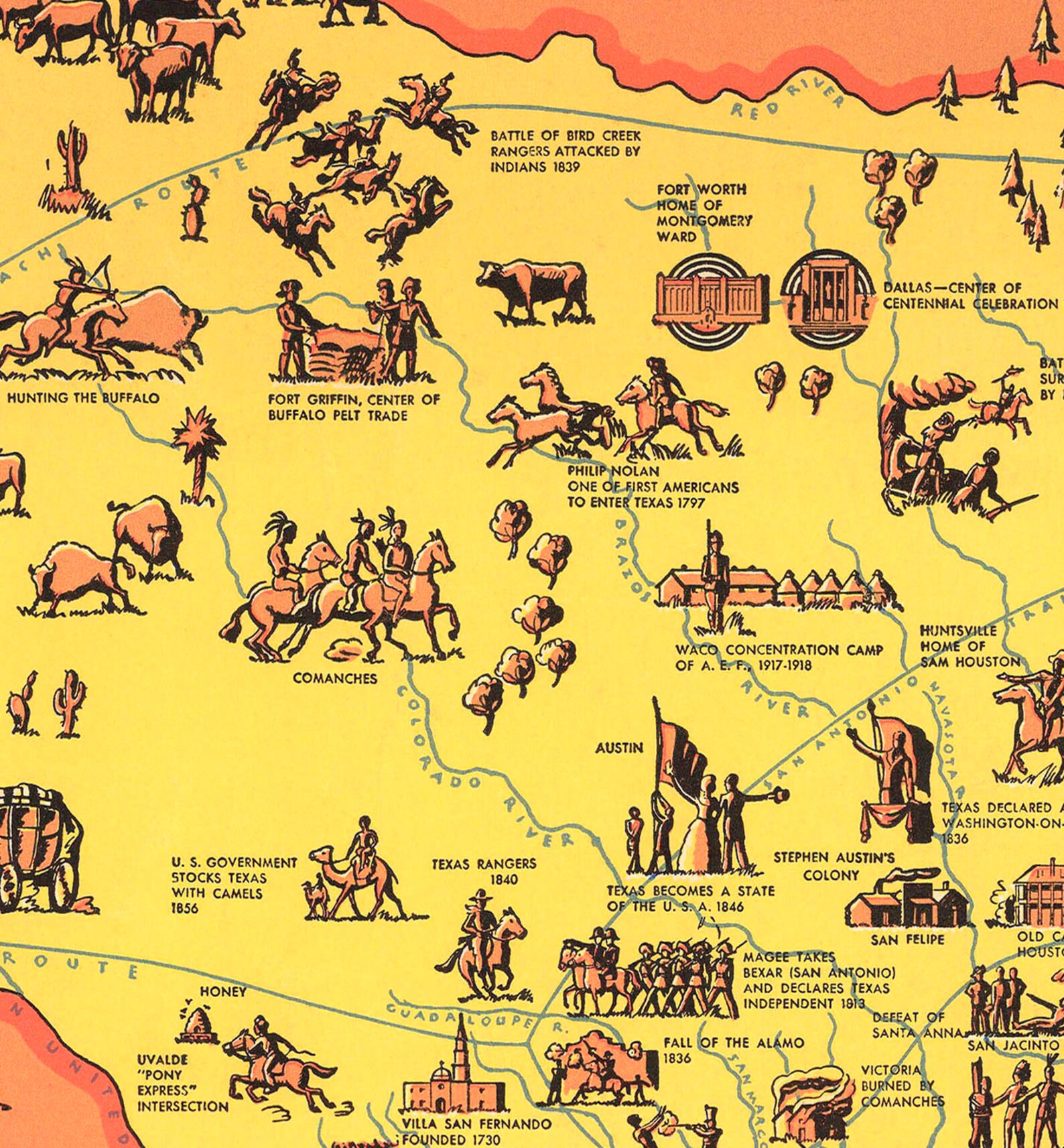 Texas Centennial 1936; Ready-to-frame 18" X 24" Print Reproduced From a ...