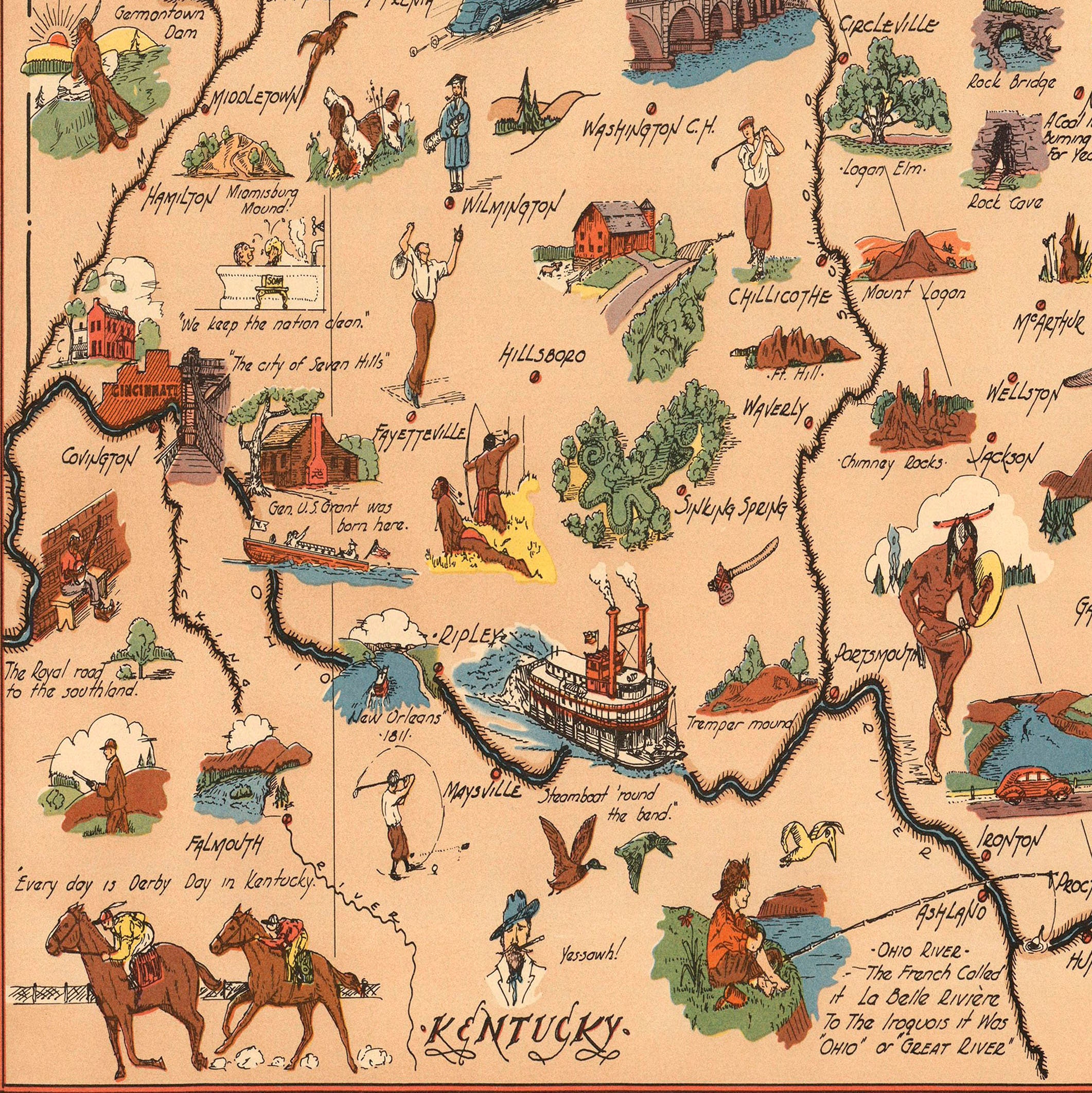 Ohio Historical Map 1946; Ready-to-frame 24" X 36" Print Reproduced ...