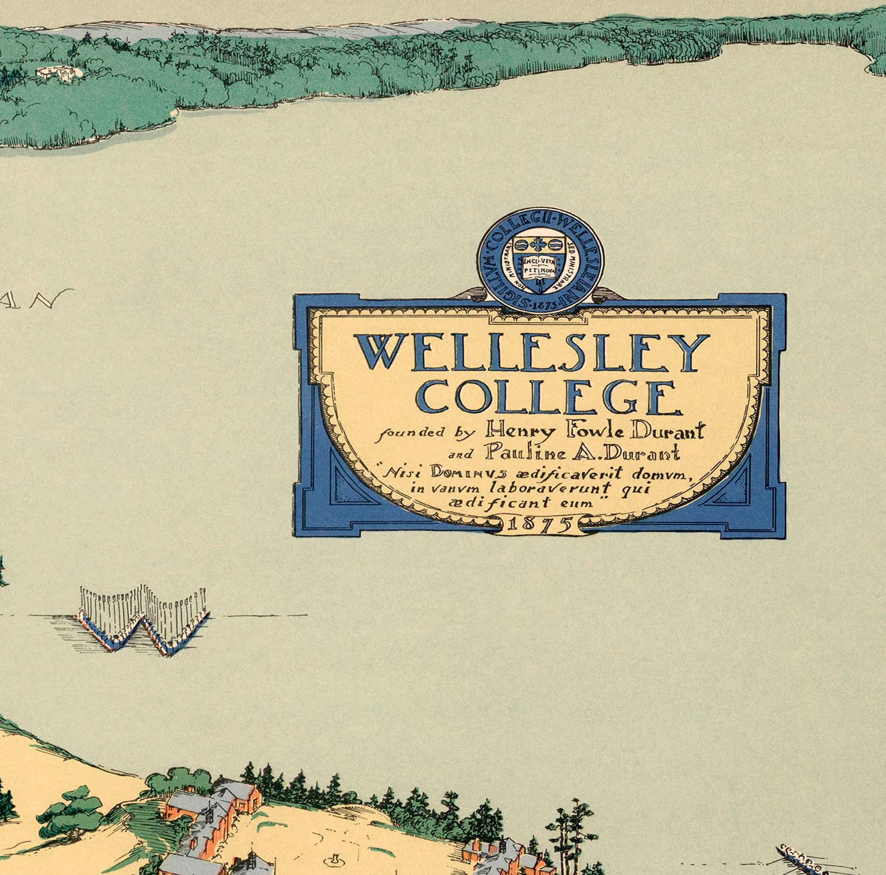 Wellesley College, MA 1943; Ready-to-frame 24" X 36" Print Reproduced ...