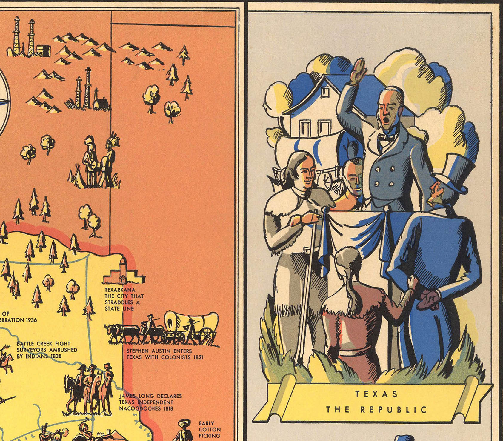 Texas Centennial 1936; Ready-to-frame 18" X 24" Print Reproduced From a ...