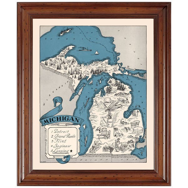 Michigan Map Art - Etsy