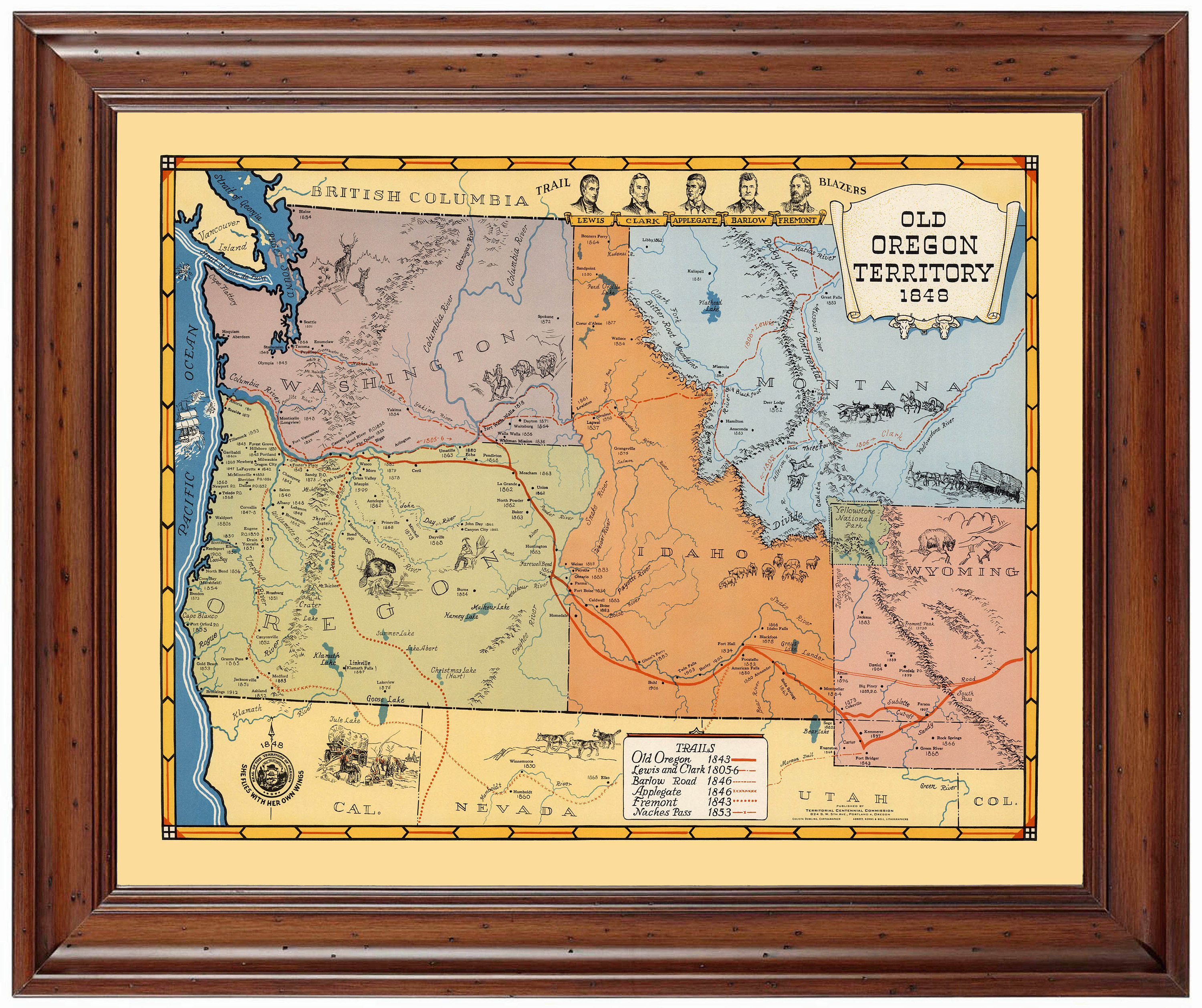 Oregon Trail 1848 (publ. 1948); Ready-to-frame 18" X 24" Print ...