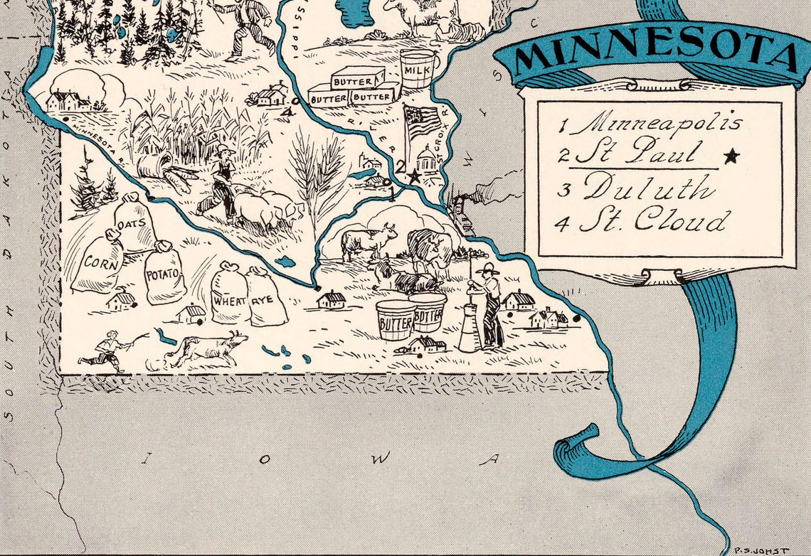 Minnesota Pictorial Map 1931 Ready-to-frame 18 X - Etsy