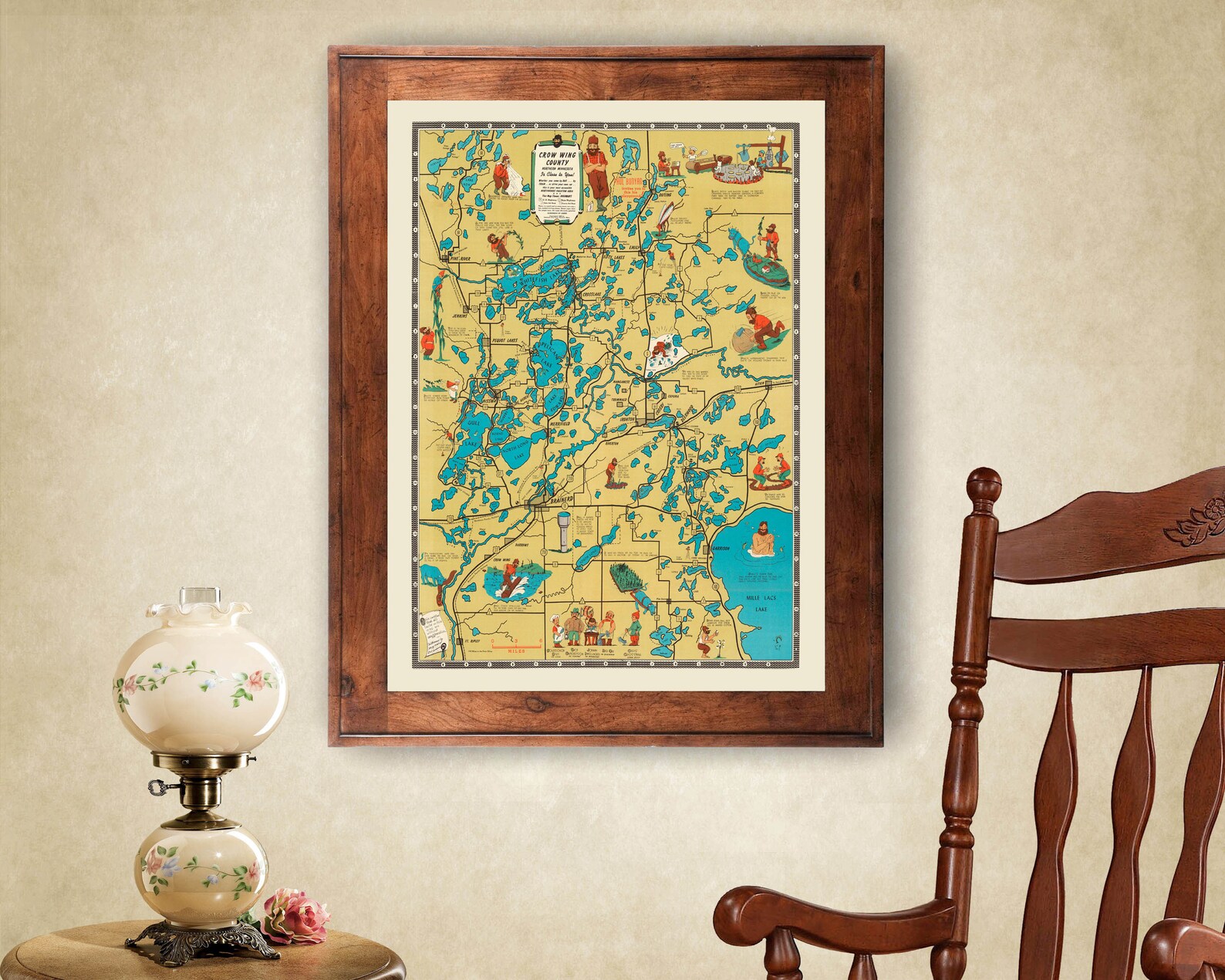 MN Crow Wing Region Pictorial 1946 Ready-to-frame 24 X - Etsy