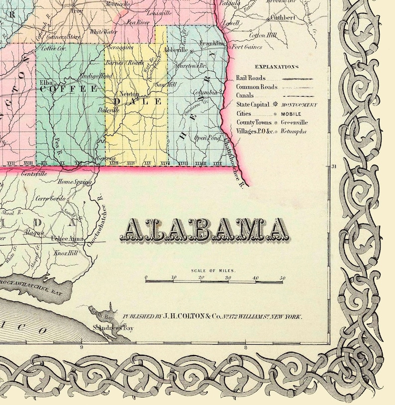 Alabama 1856; Ready-to-frame 18" X 24" Gallery Quality Print Reproduced ...