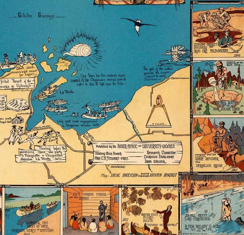 MN the Arrowhead Historical Map 1935 Ready-to-frame 24 X 36 Print ...