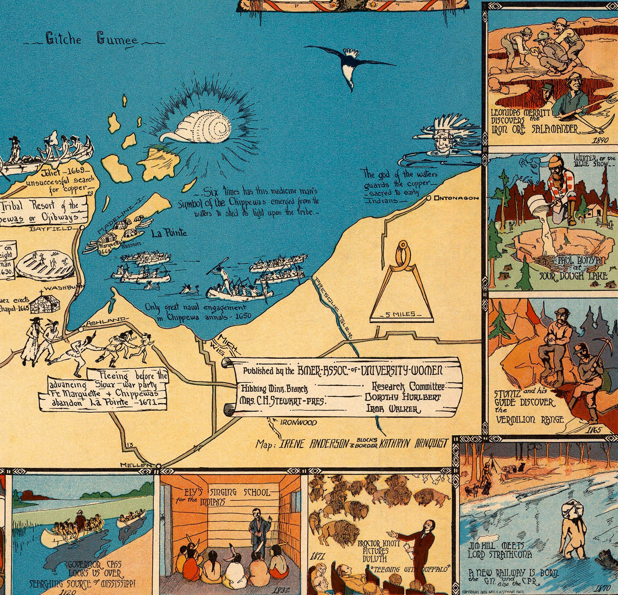 MN the Arrowhead Historical Map 1935; Ready-to-frame 24" X 36" Print ...