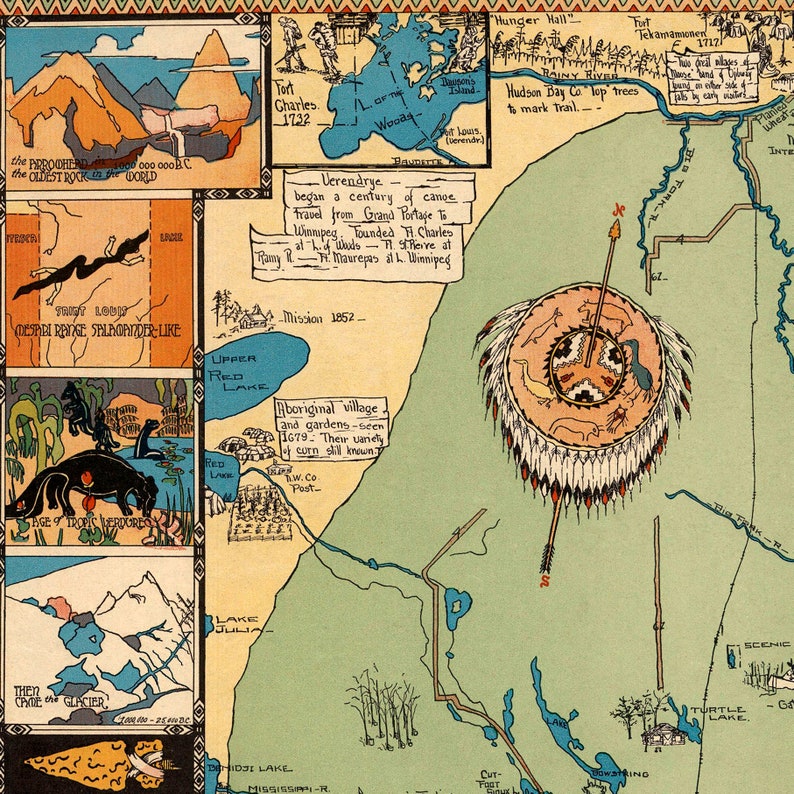 MN the Arrowhead Historical Map 1935; Ready-to-frame 24" X 36" Print ...