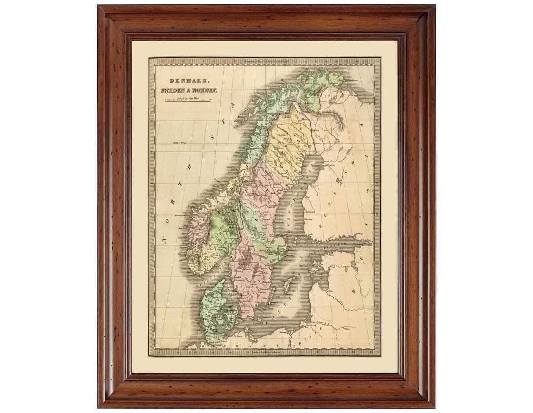 Denmark, Sweden & Norway 1848; Ready-to-frame 18" X 24" Print ...