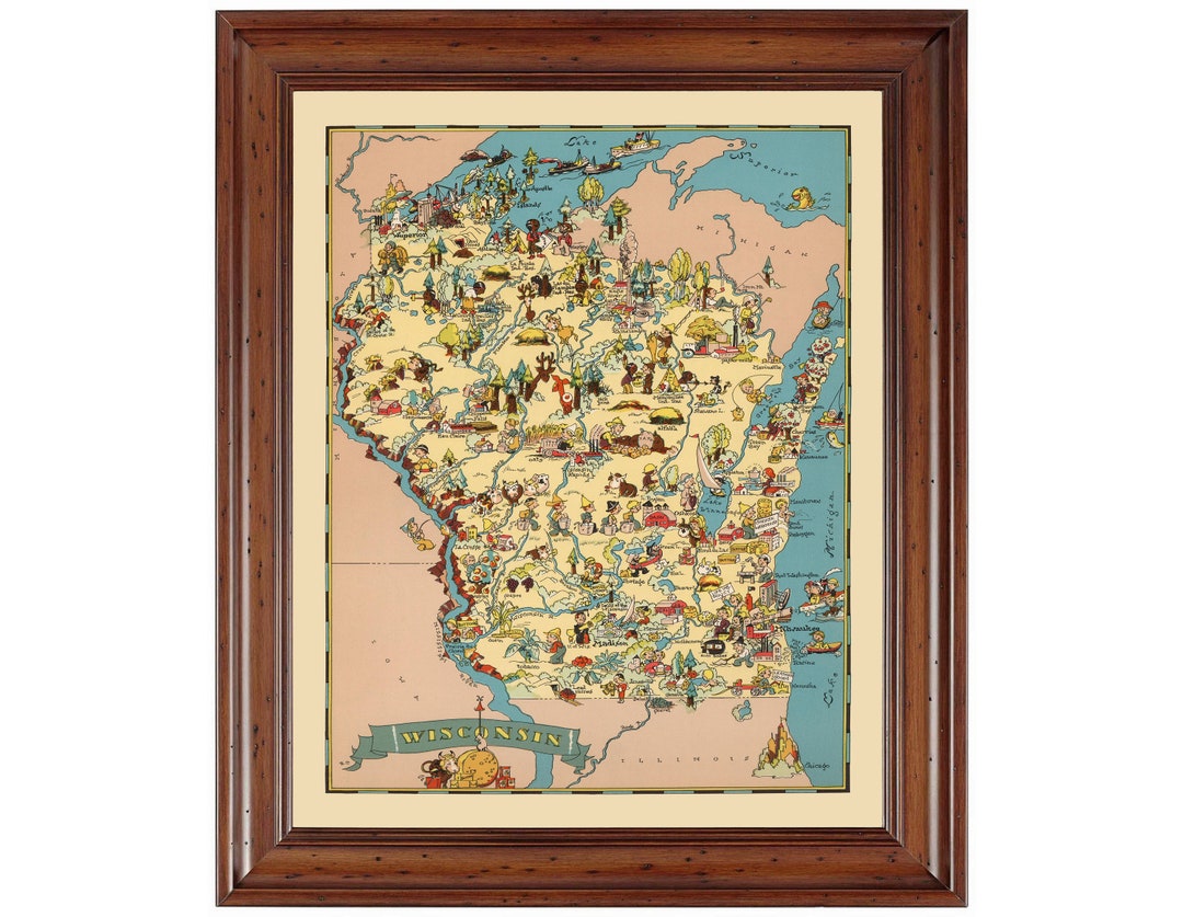 Wisconsin Pictorial 1935; Ready-to-frame 18" X 24" Print Reproduced ...