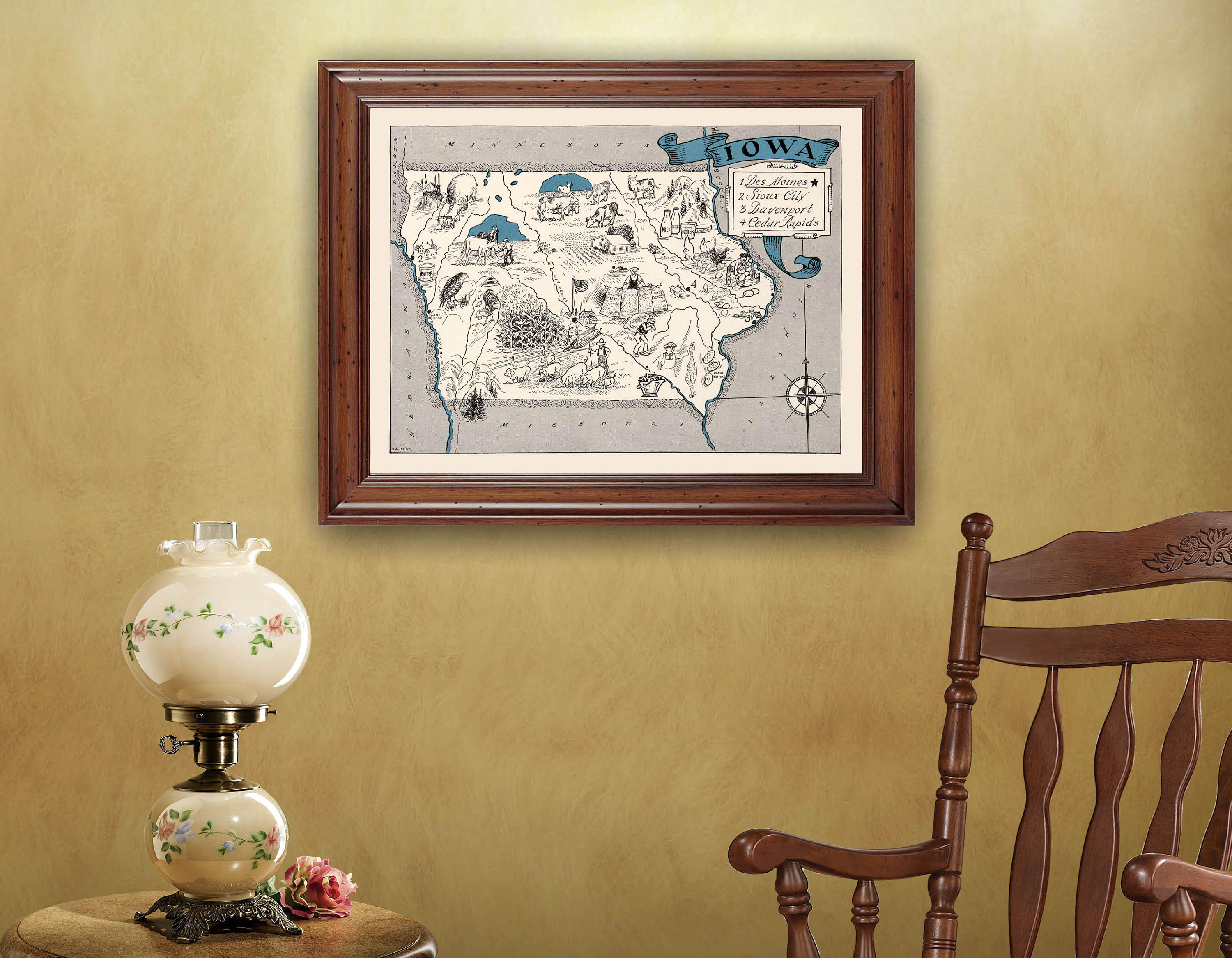 Iowa Pictorial Map 1931; Ready-to-frame 18" X 24" Print Reproduced From ...