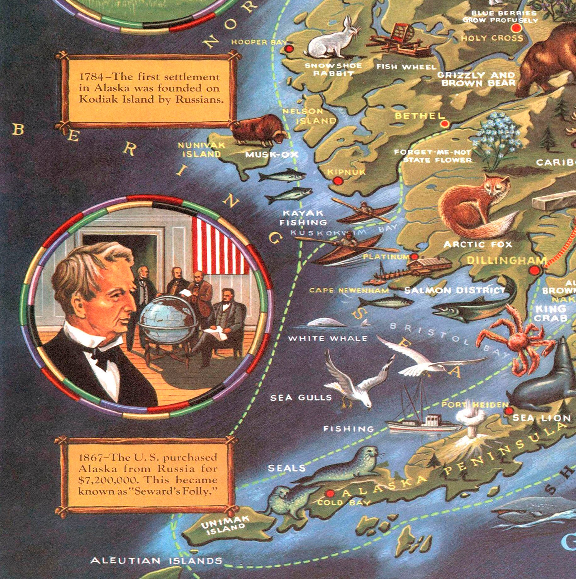 Alaska Pictorial Map 1959; Ready-to-frame 18" X 24" Print Reproduced ...