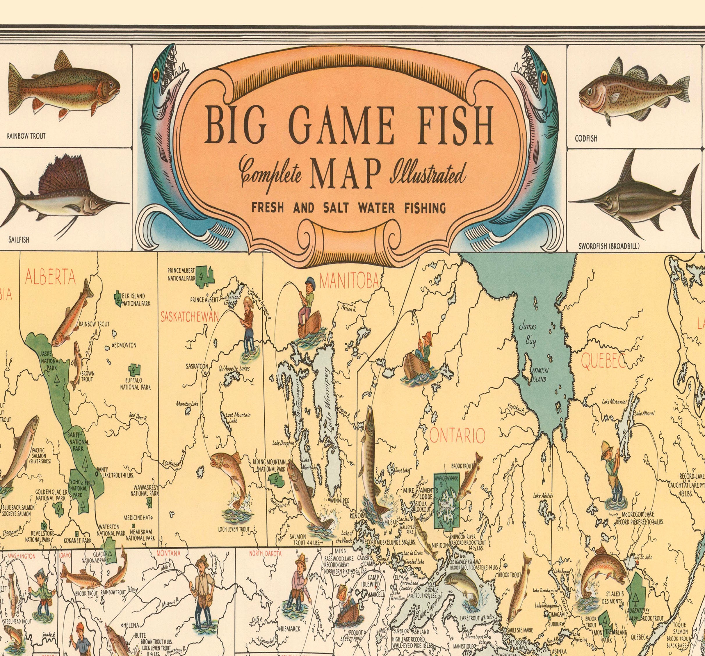 Big Game Fish 1936; Ready-to-frame 24" X 36" Print Reproduced From a ...