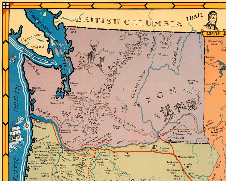 Oregon Trail 1848 (publ. 1948); Ready-to-frame 18" X 24" Print ...