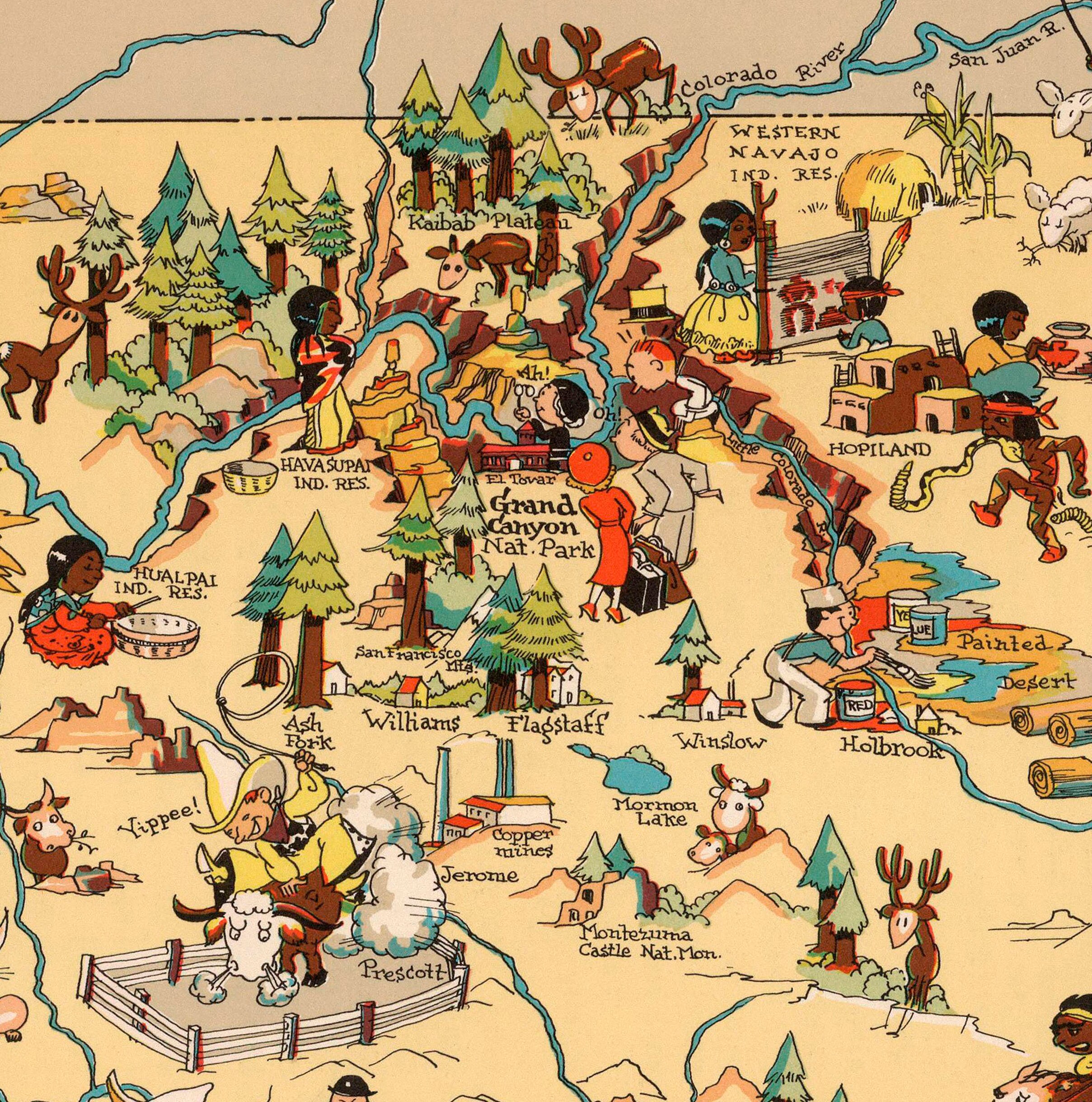 Arizona Pictorial Map 1935; Ready-to-frame 18" X 24" Print Reproduced ...