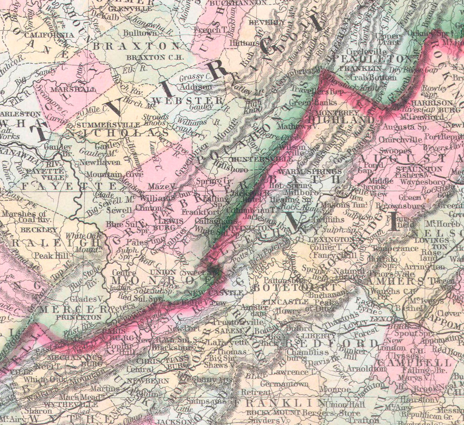 Virginia & West Virginia 1864; Ready-to-frame 18" X 24" Print ...